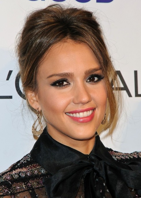 Jessica Alba Formal Updo Hairstyle for Prom - PoP Haircuts