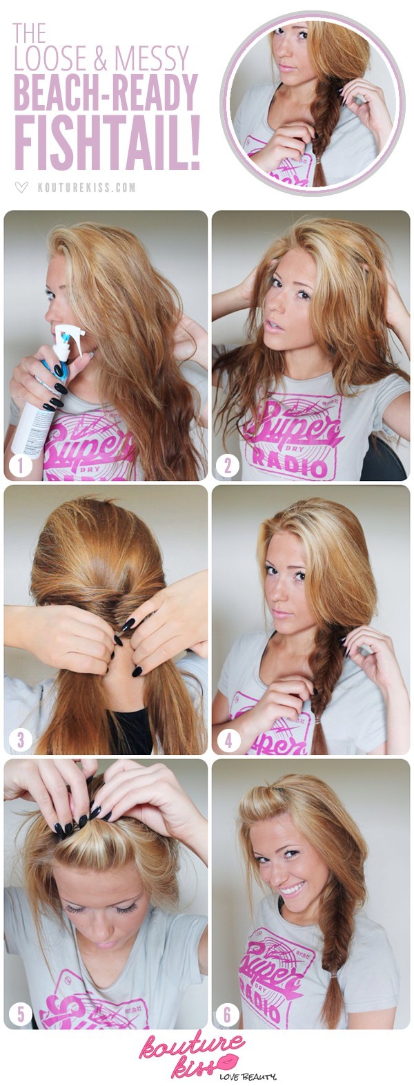 Side and Messy Fishtail Braid Tutorial: Beach Hairstyles - PoP Haircuts