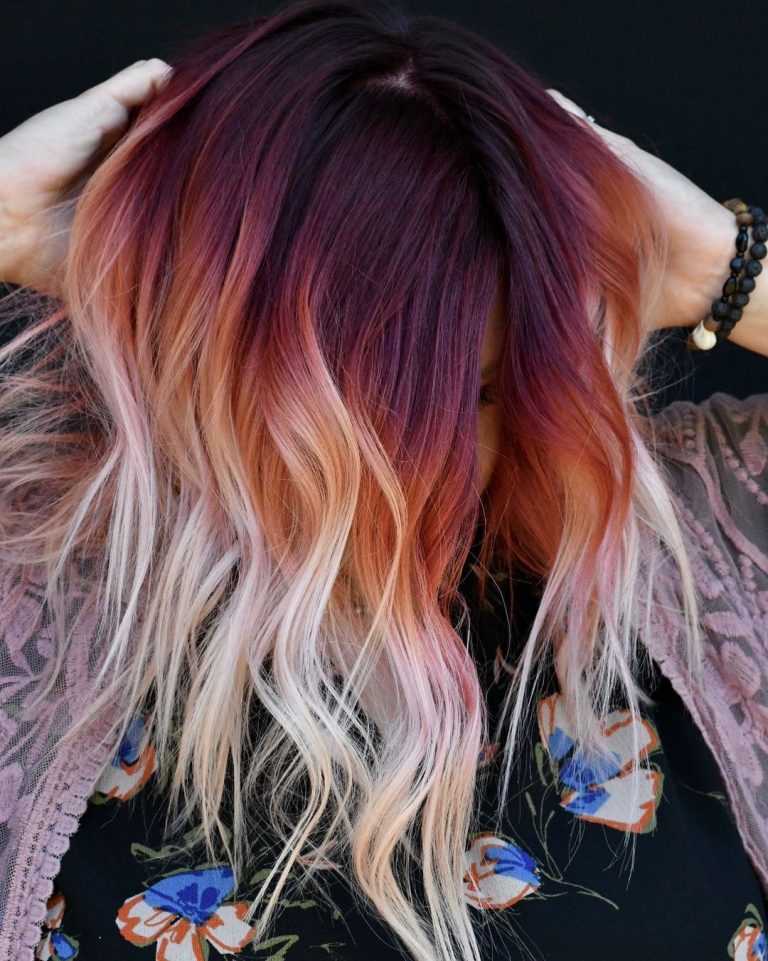 10 Women's Long Hair Color Trends in Vivid Rainbow Designs - PoP Haircuts